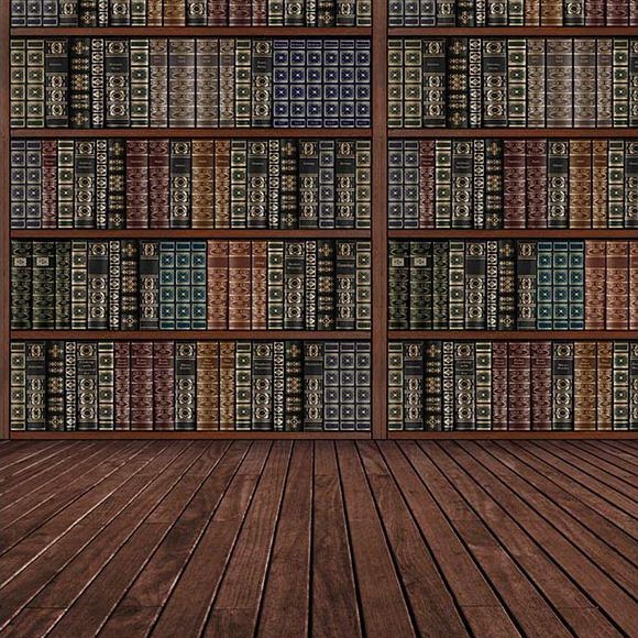 Back To School Photography Backdrops Bookshelf Library Wood Floor ...