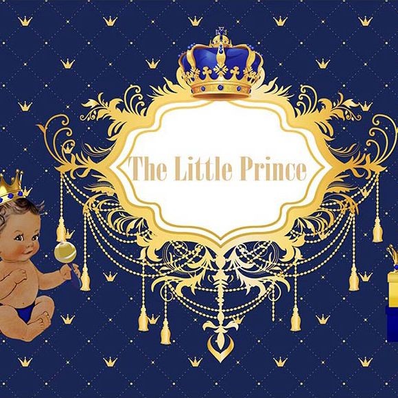 Baby Shower Photography Backdrops Dark Blue Crown Little Princess Blue ...