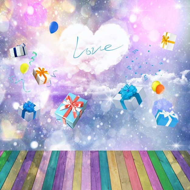 Photography Background Gift Box White Cloud Color Wood Floor Valentine ...