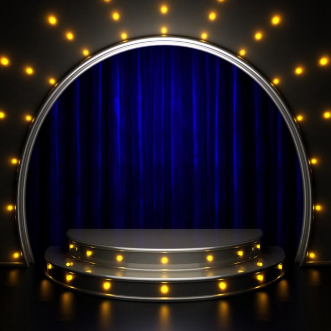 Arched Door Large Stage Photography Background Dark Blue Curtain Backdrops