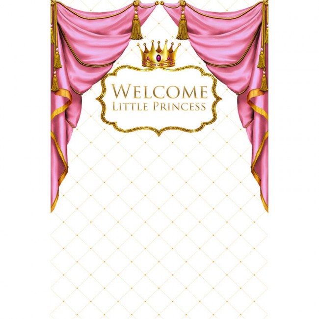 Baby Shower Photography Backdrops Welcome Little Princess Pink Curtain ...