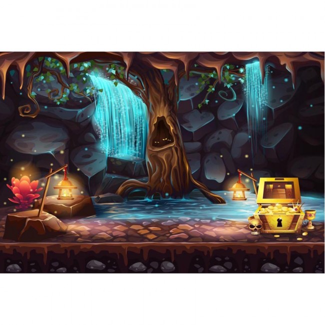 Cartoon Photography Backdrops Cave Magic Book Treasure Background For ...