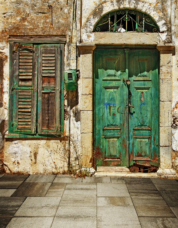 Door Window Photography Backdrops Metal Window Door Dilapidated Background