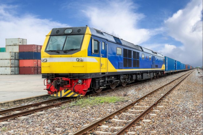 Yellow Blue Train Photography Background Blue Sky Track Rail Backdrops