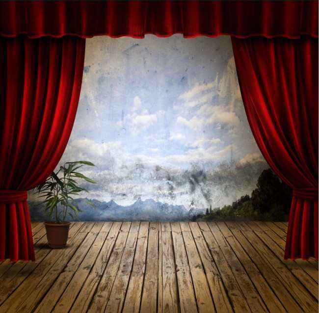 Red Curtain Large Stage Photography Background Blue Sky White Clouds ...
