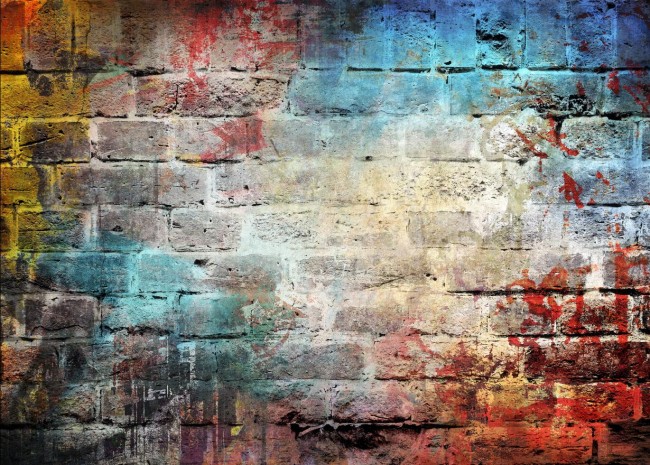 Photography Background Red Blue Graffiti Brick Wall Backdrops