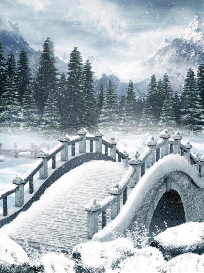 Architecture Photography Background Arch Bridge Mountain Snow Backdrops