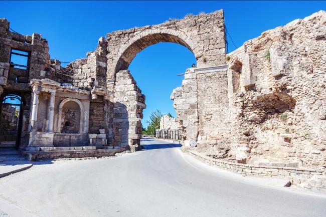 Stone Door Photography Background Ancient Ruins Blue Sky Architecture ...