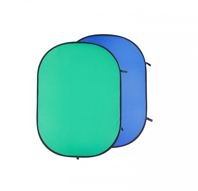 5 x 6.5ft/1.5 x 2m Pure Green & Blue Double Sided Collapsible Backdrop