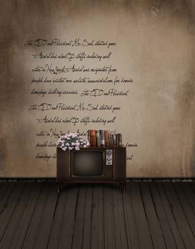 Back To School Photography Background Vintage TV Grey Wall Brown Wood ...