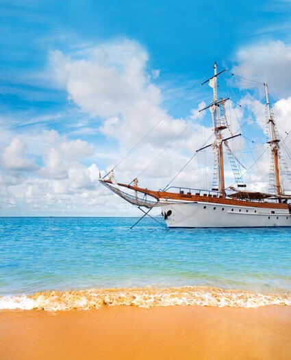 Beach Photography Background Blue Sky White Clouds White Sailing Boat ...