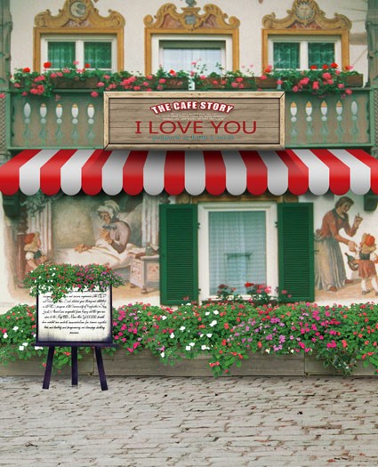 Photography Background Flowers Cafe Story Street View Backdrops