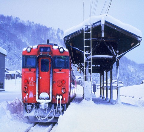 Train Photography Backdrops Red Train Station Snow Background