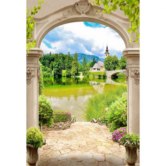 Photography Background Manor River European Courtyard Wedding Backdrops ...