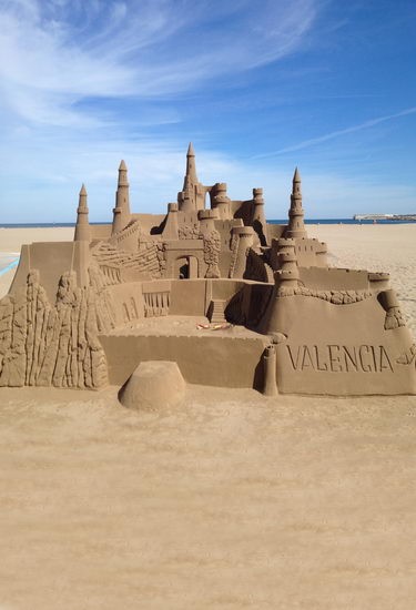 Tourist Photography Background Sand Sculpture Castle Blue Sky Backdrops