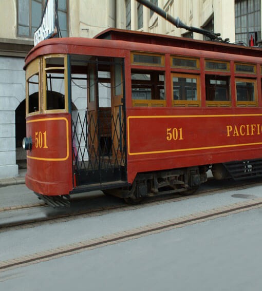 Car Photography Backdrops Red Tram Background For Photo Studio