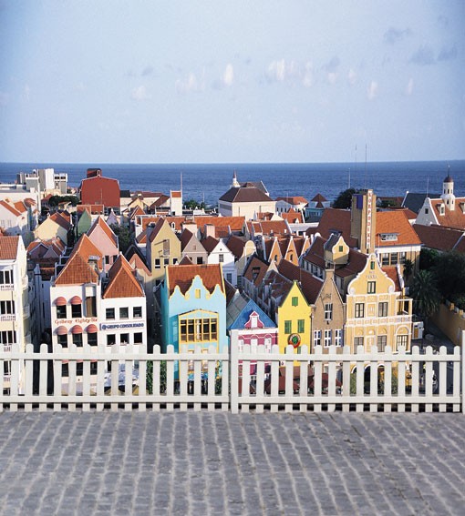 Photography Backdrops Seaside Town White Fence Street View Background
