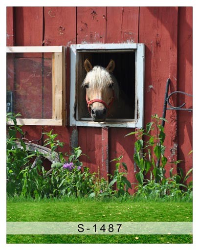 Western Photography Background Horse Stable Grass Backdrops