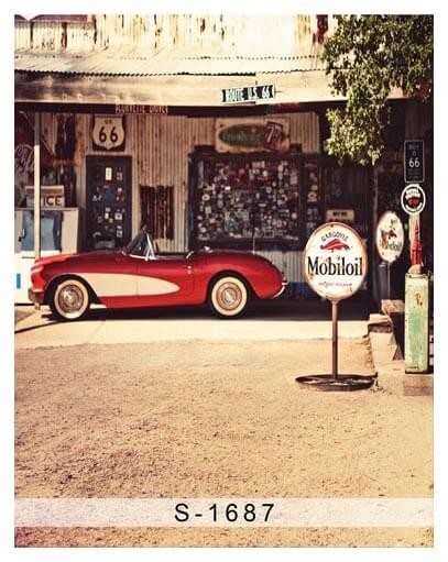 Photography Backdrops Red Convertible Shop Car Background