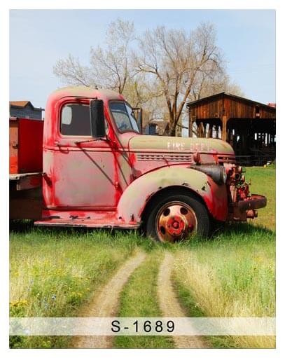 Photography Backdrops Red Truck Head Car Farm Background For Photo Studio