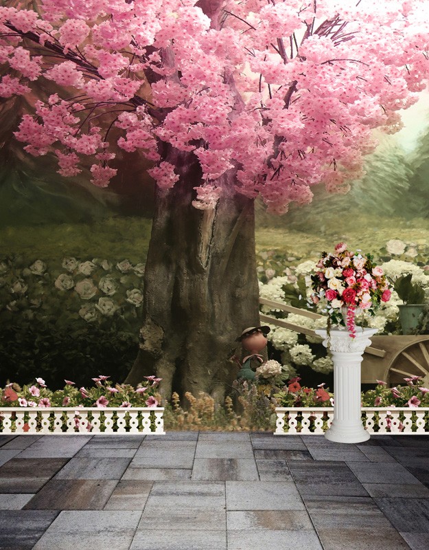 Photography Background Pink Cherry Blossom Tree Wedding Backdrops For Party