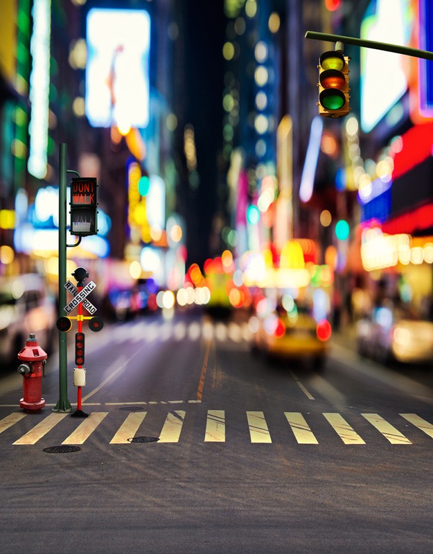 Photography Backdrops City Night Street View Fuzzy Background